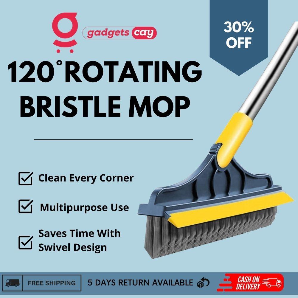 2 In 1 Long Handle Wiper Stiff Bristle Floor Brush